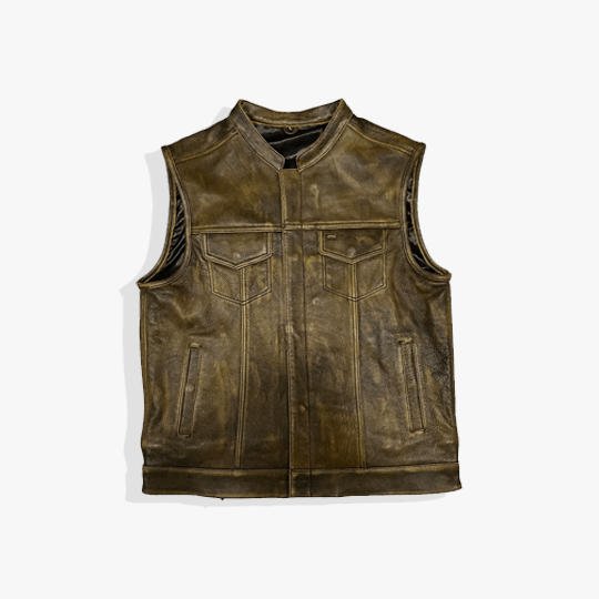 Distressed Brown Genuine Leather Vest – TML Motosports